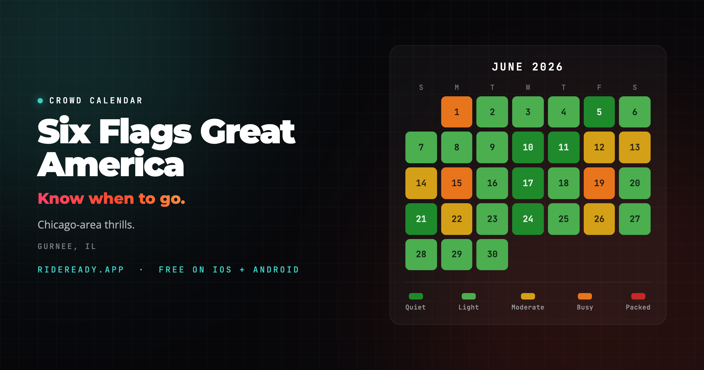 Six Flags Great America Crowd Calendar 2026